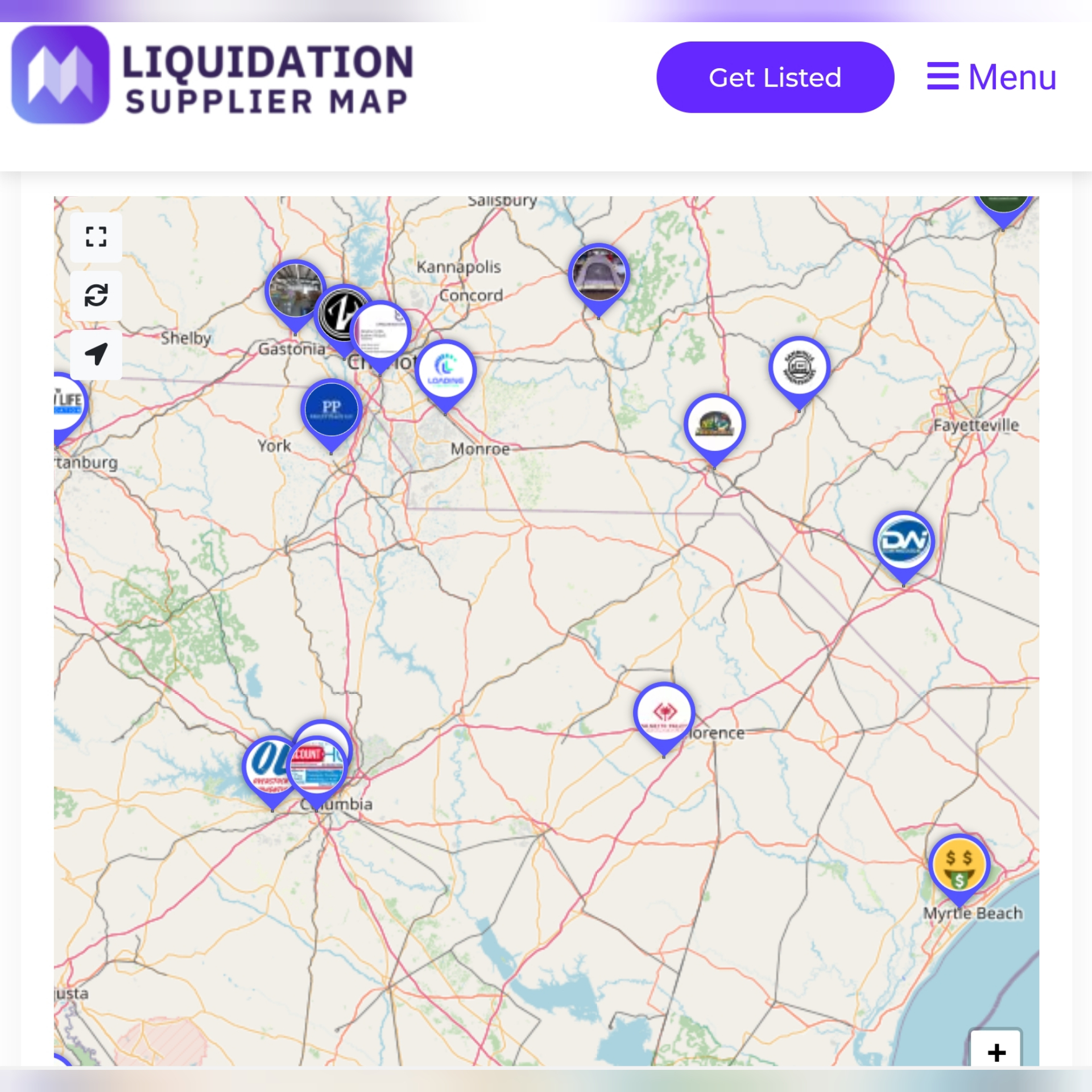 Pallets near me - South Carolina - Liquidation Map